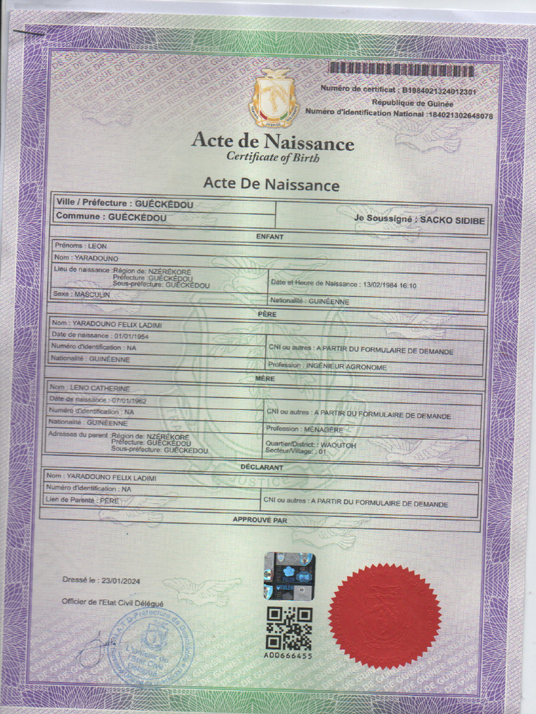 Acte de Naissance | PDF