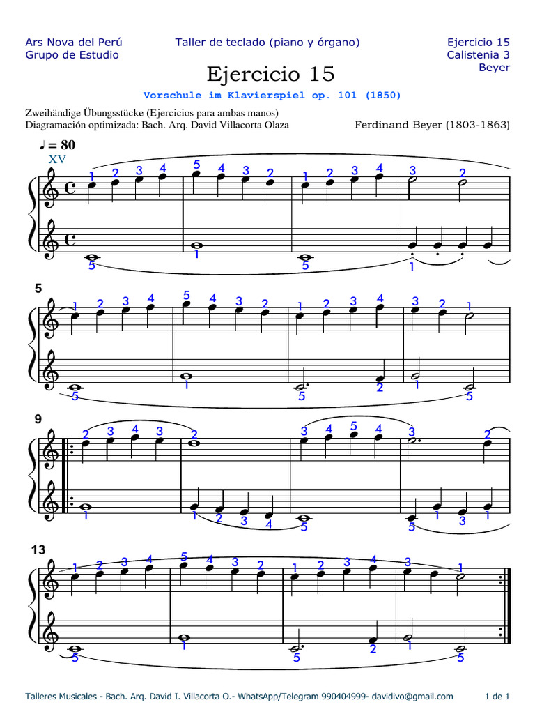 Ejercicio 15: Vorschule Im Klavierspiel Op. 101 (1850) | PDF