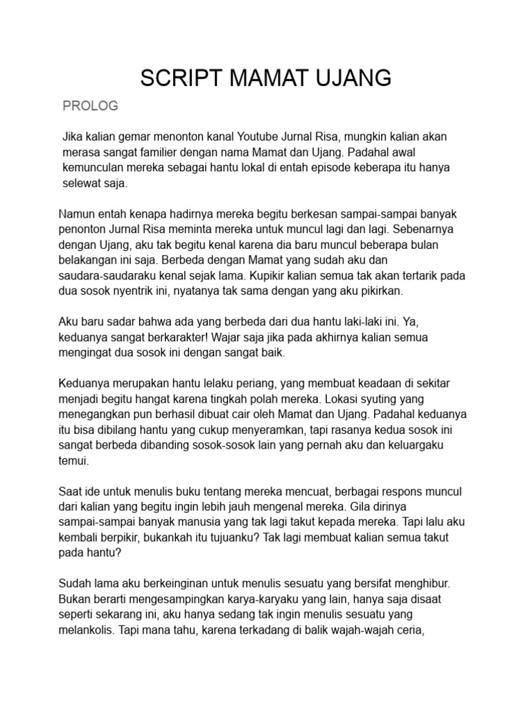Script Mamat Ujang | PDF | Puisi | Fiksi Umum