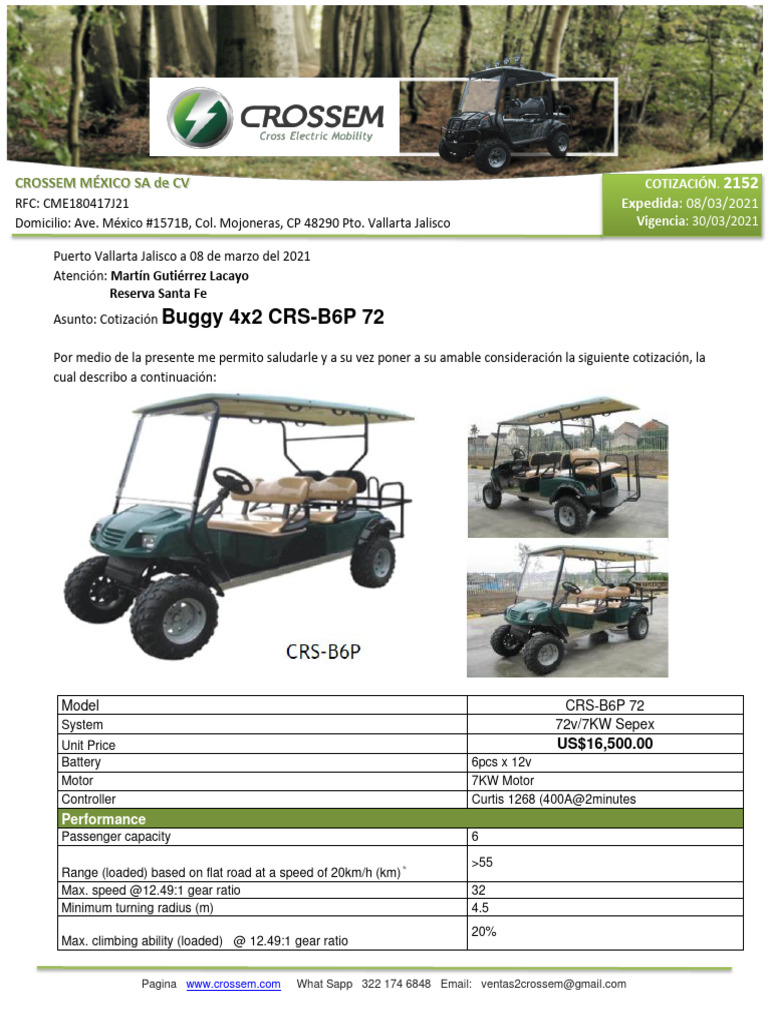 CRS-B6P Buggy 4X2 72v | PDF | Steering | Private Transport