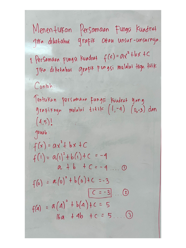 Persamaan Fungsi Kuadrat Melalui 2 Titik & 3 Titik | PDF