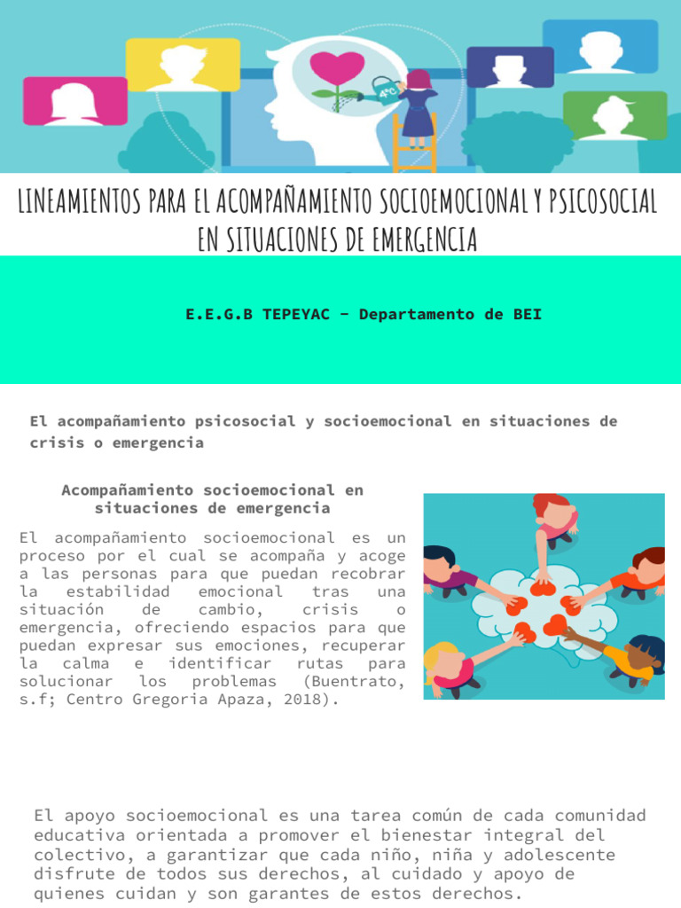 Lineamientos para El Acompañamiento Socioemocional y Psicosocial en Situaciones de Emergencia ...