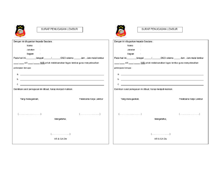 FORM LEMBUR ECS (1) | PDF