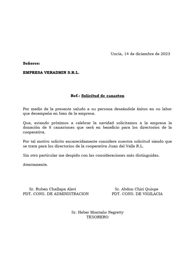 Solicitud de Canaston | PDF