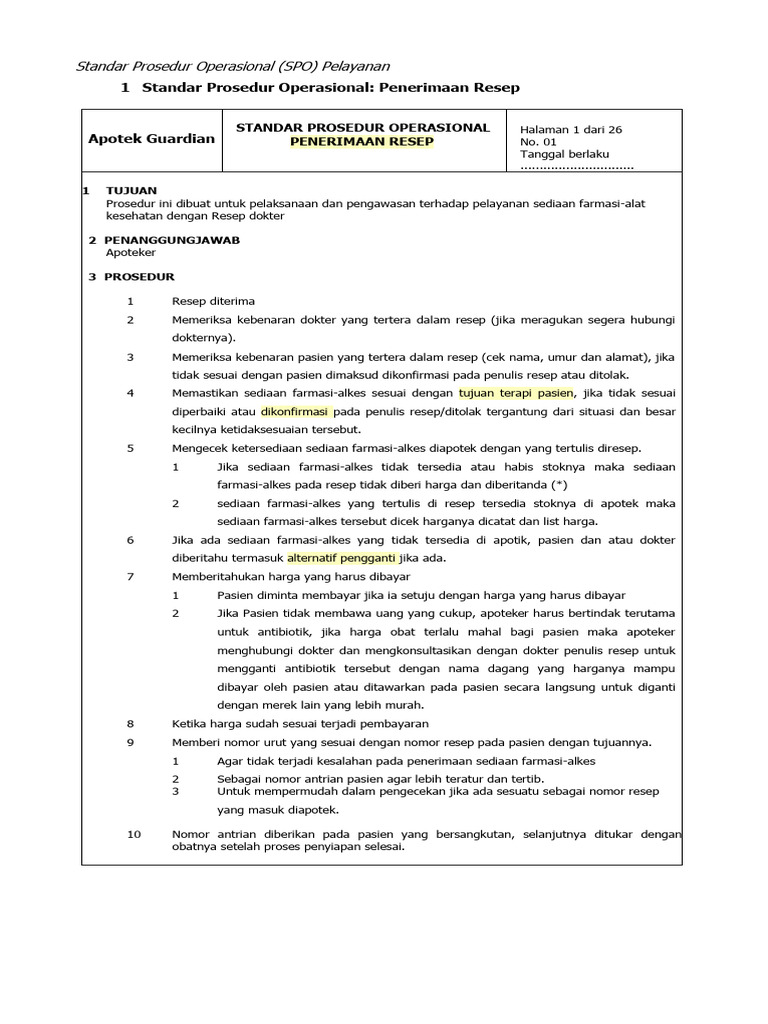 SOP Apotek Guardian Baru | PDF | Pengembangan Diri