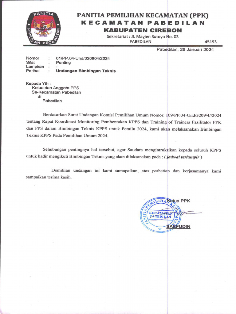 Contoh Undangan Bimtek KPPS | PDF