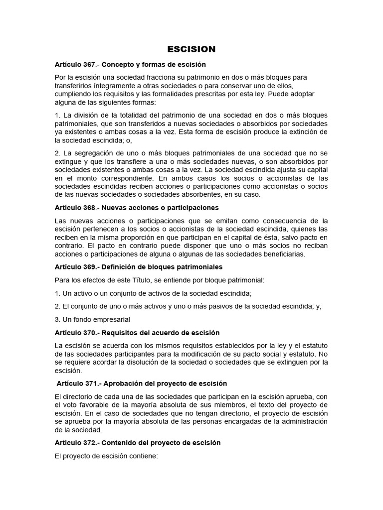 Escision Word para Exposicion | PDF | Bienes (Ley) | Sociedad