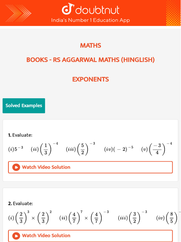 Books Chapter 2 Exponent Doubtnut Question Bank | PDF | Moon | Eclipse