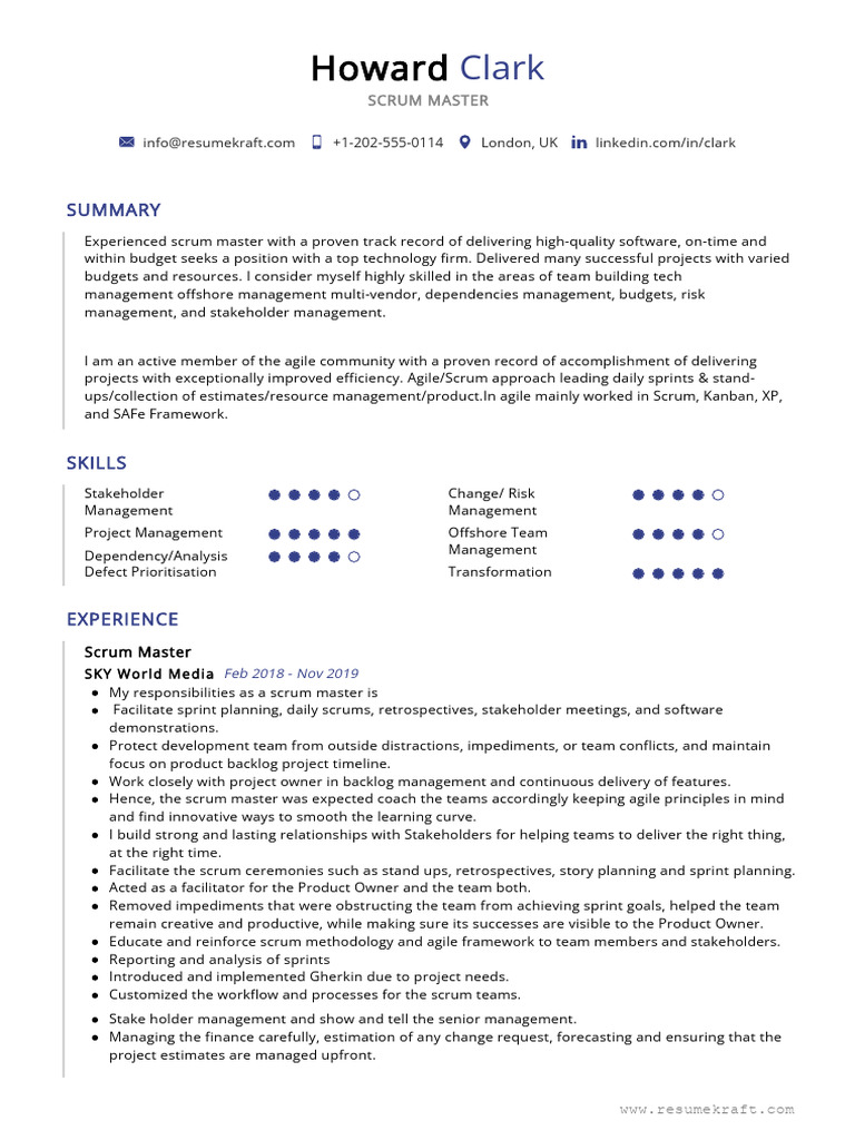 Scrum Master - Sample | PDF | Scrum (Software Development) | Agile Software Development