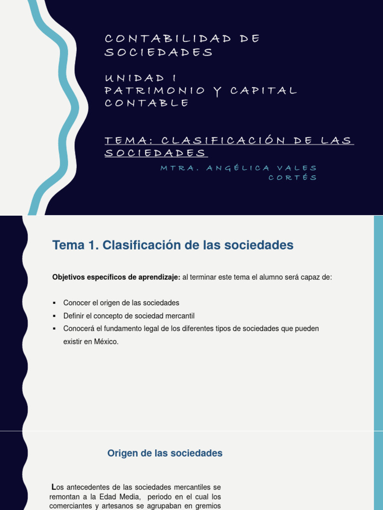 Unidad 1 - Tema1 - Clasificación de Las Sociedad | PDF | Sociedad de responsabilidad limitada ...