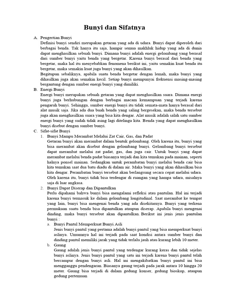 Bunyi Dan Sifatnya | PDF | Seni & Disiplin Bahasa