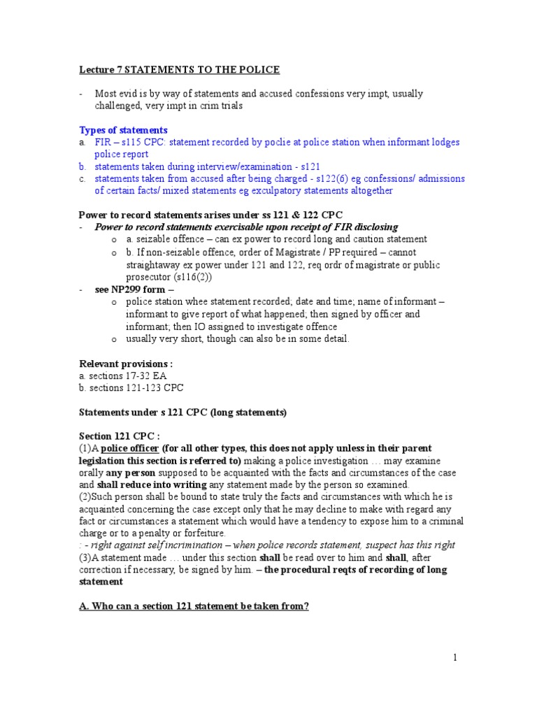 Writing Police Statements Explained | PDF | Right To Silence | Self ...
