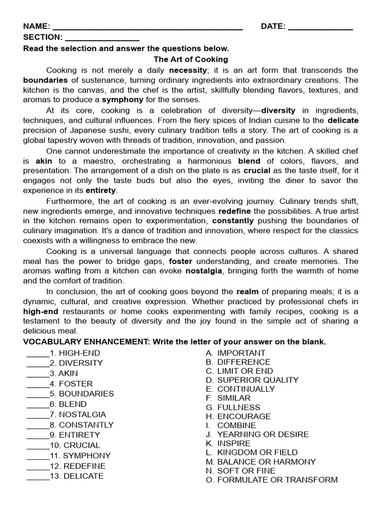 Catch Up Friday For TLE | PDF | Chef | Cooking