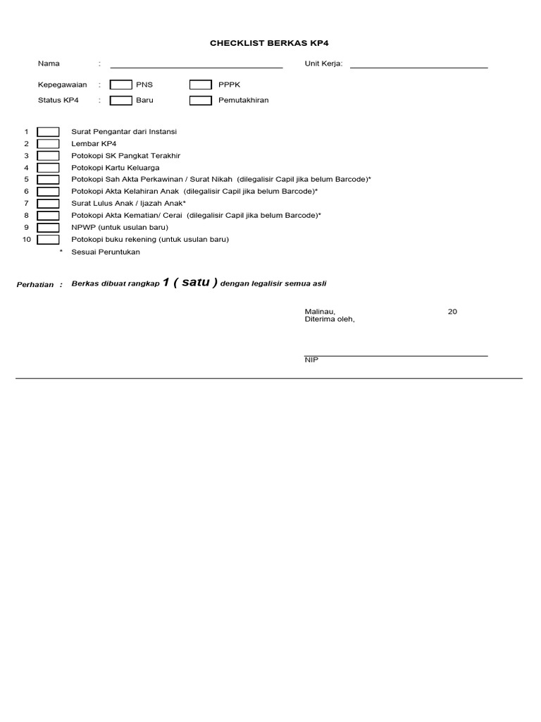 Checklist KP4 ASN | PDF
