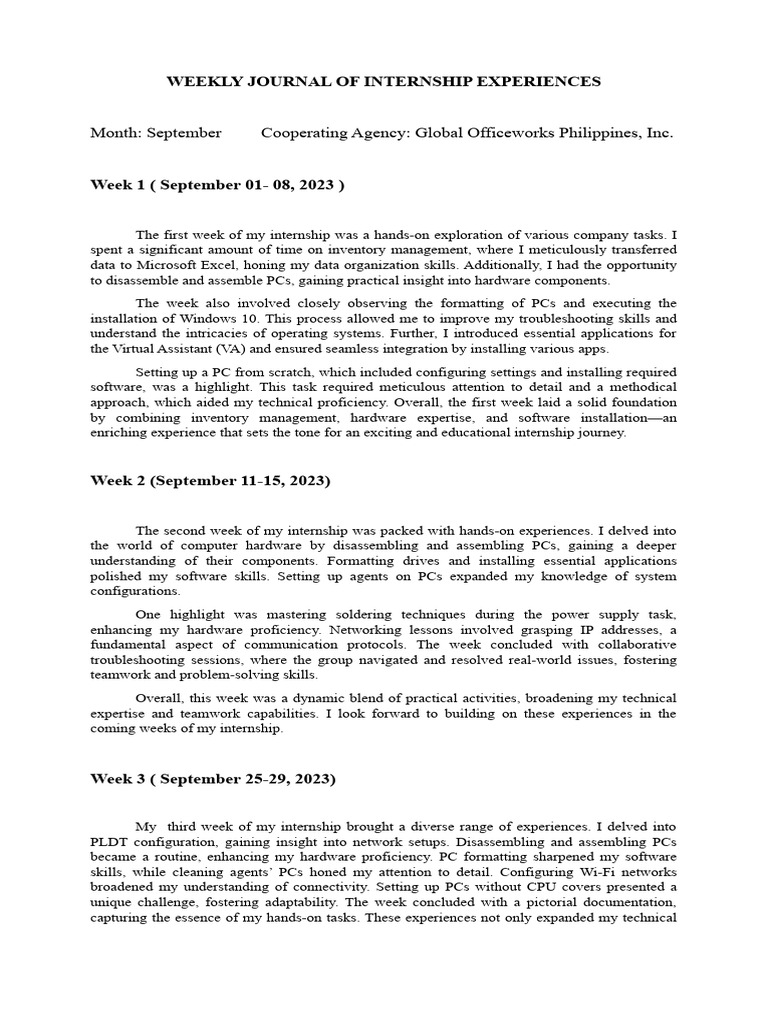 Final OJT Journal | PDF