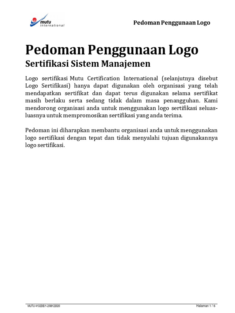 MUTU 4132 DE 1 2 Pedoman Penggunaan Logo SMKP HACCP | PDF | Bisnis