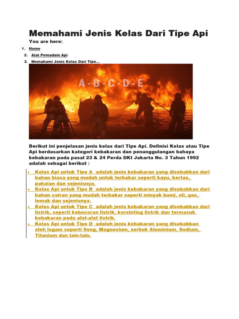 Memahami Jenis Kelas Dari Tipe Api | PDF