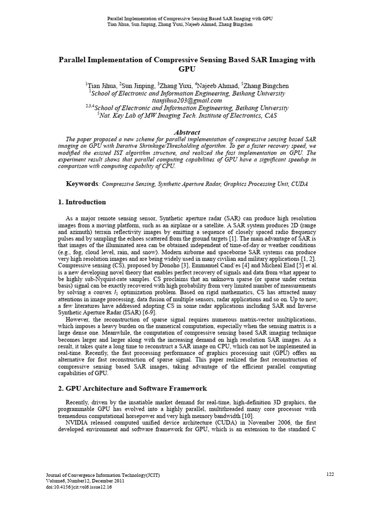 Parallel Implementation Of Compressive S Pdf Parallel Computing Graphics Processing Unit