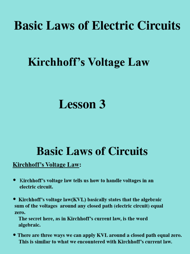 Lesson 3 Basic Circuit Laws | PDF | Electrical Network | Voltage