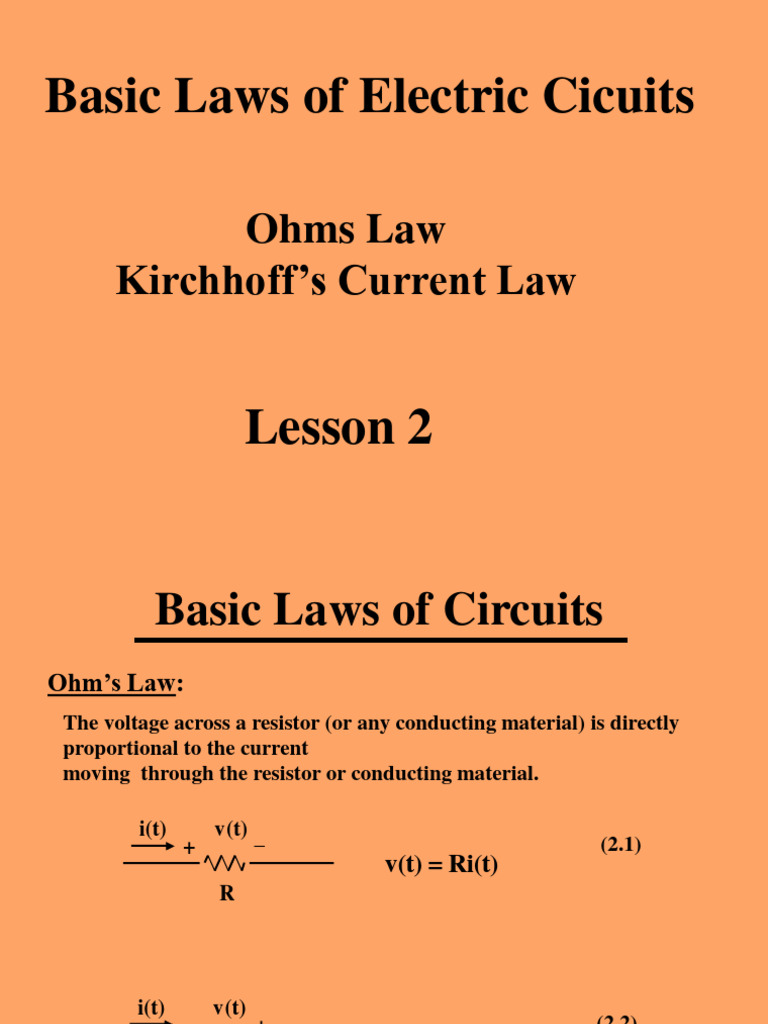 Lesson 2 Basic Circuit Laws | PDF | Electrical Resistance And ...