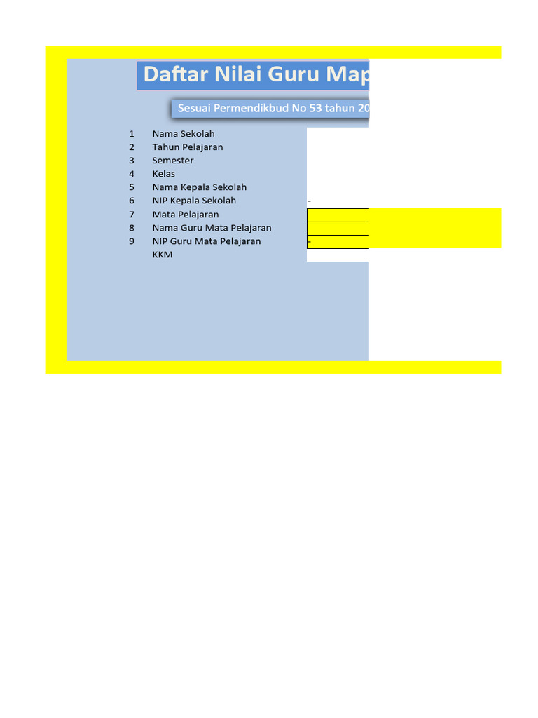 Format Nilai Rapor K13 | PDF