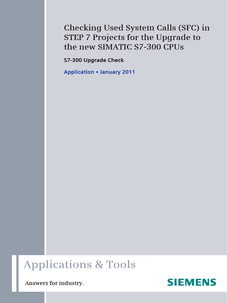 Checking Used System Calls (SFC) in STEP 7 Projects For The Upgrade To ...