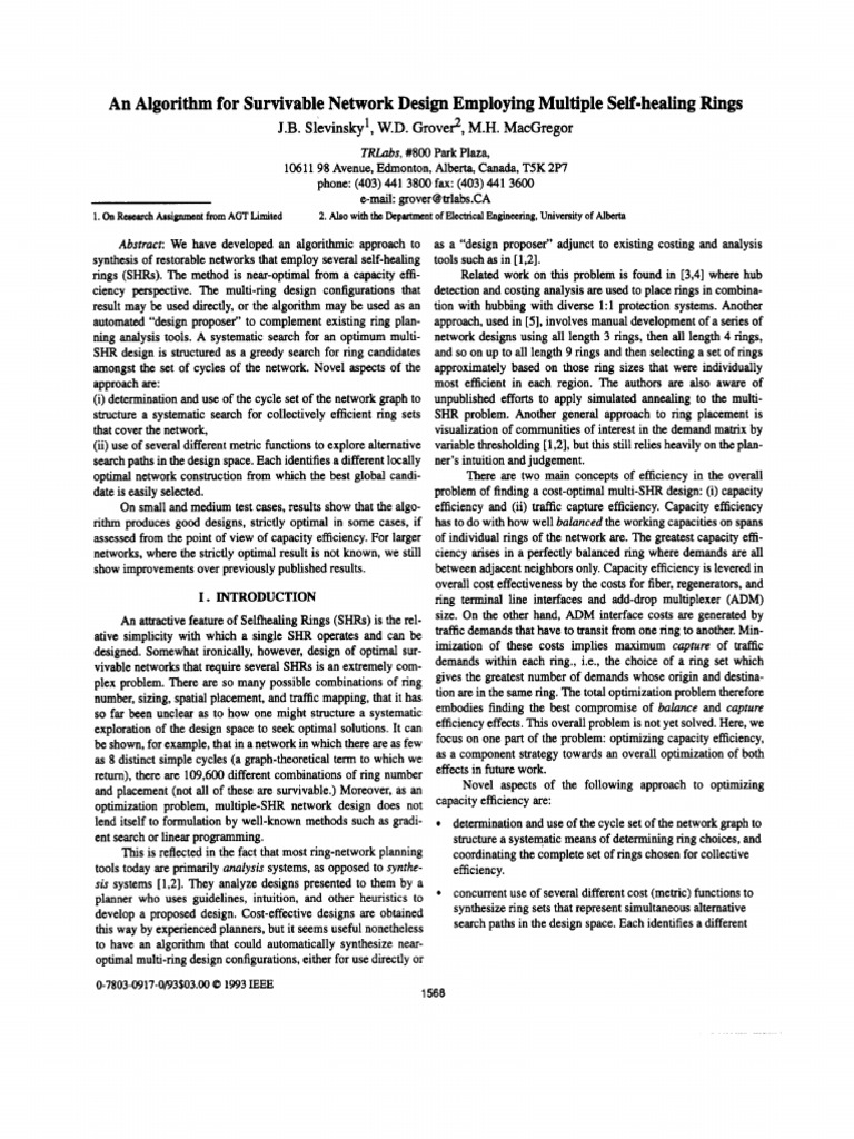An Algorithm For Survivable Network Design Employing Multiple Se | PDF | Mathematical ...