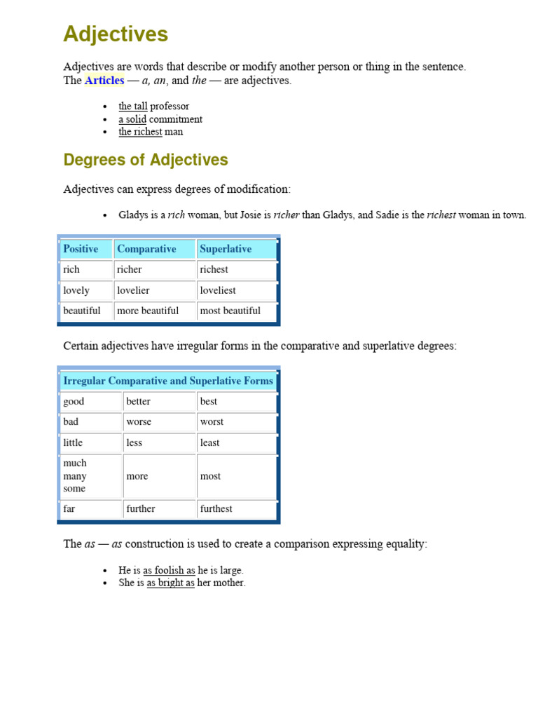 Adjectives / Kata Sifat | PDF | Adjective | Language Mechanics