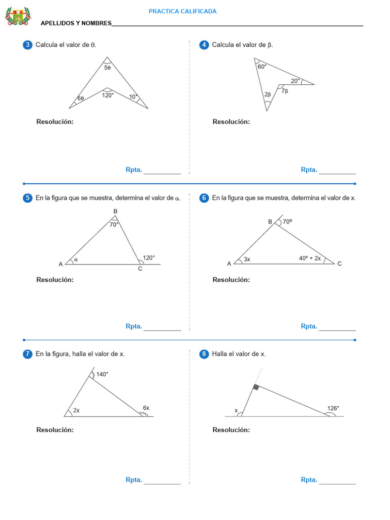 Exmen de Triangulos 2° AÑO | PDF | Triángulo | Geometría euclidiana