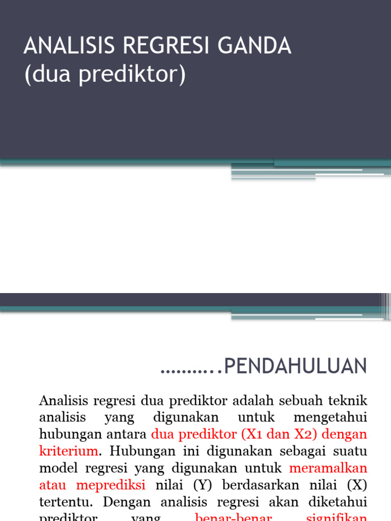 Analisis Regresi Ganda Dua Prediktor (Materi Dan Latihan) | PDF