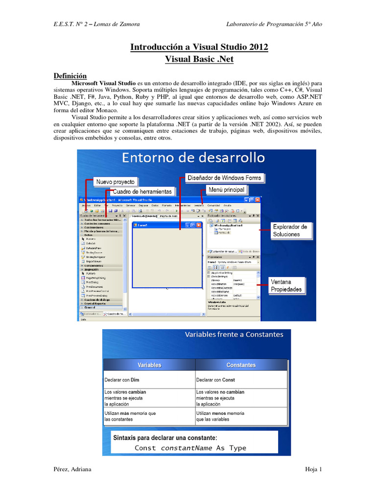 Visual Studio VB - NET 5° | PDF | .NET Framework | Tecnologías de la información