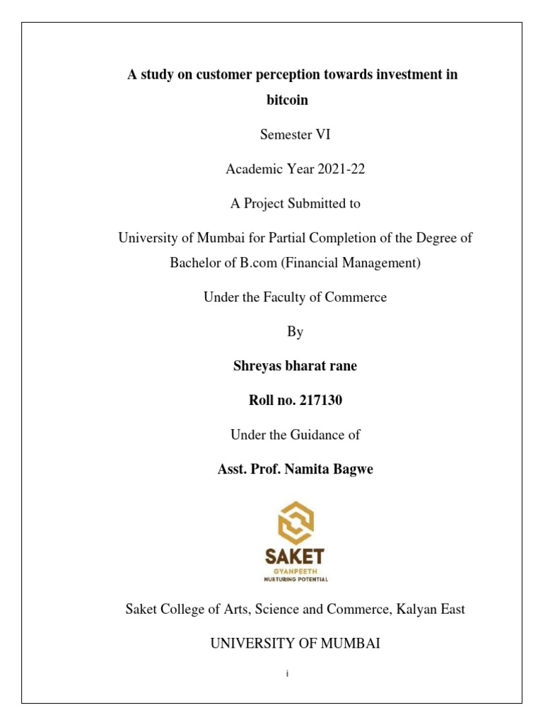 Customer Perception of Bitcoin Investment | PDF | Business | Finance ...