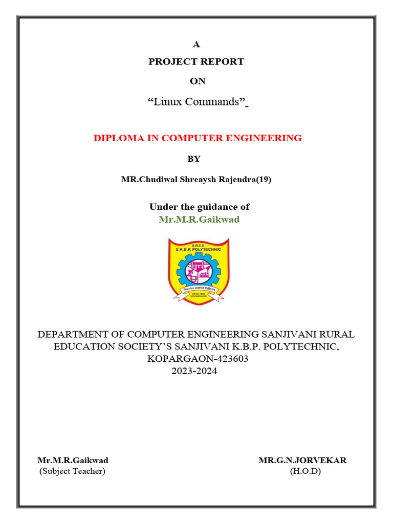 "Linux Commands": Diploma in Computer Engineering | PDF | Computer File | Command Line Interface