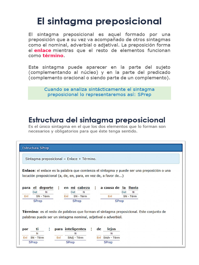 El Sintagma Preposicional | PDF | Estudios de idiomas extranjeros
