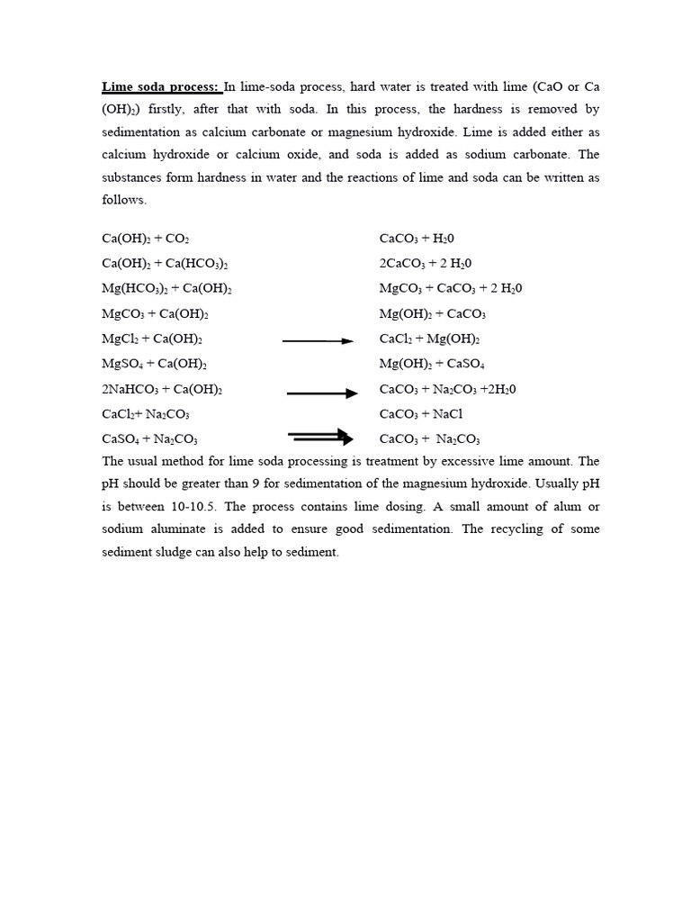 Lime Soda Process in Water Treatment | PDF