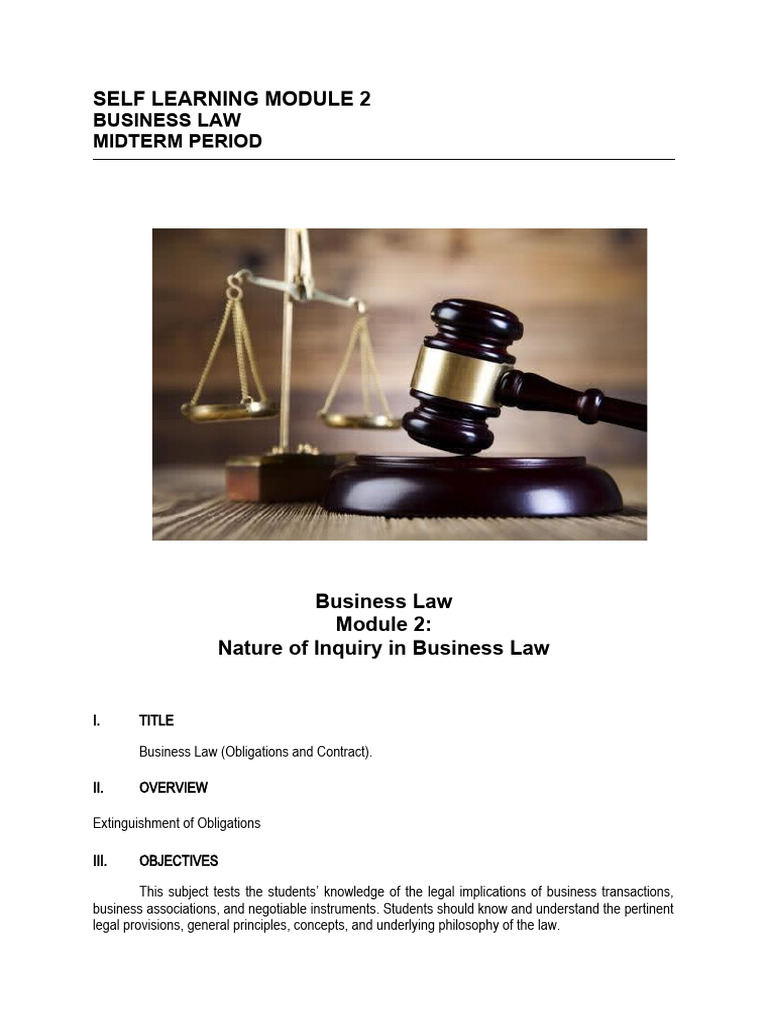 Business Law Midterm Module 2 Overview | PDF | Guarantee | Payments
