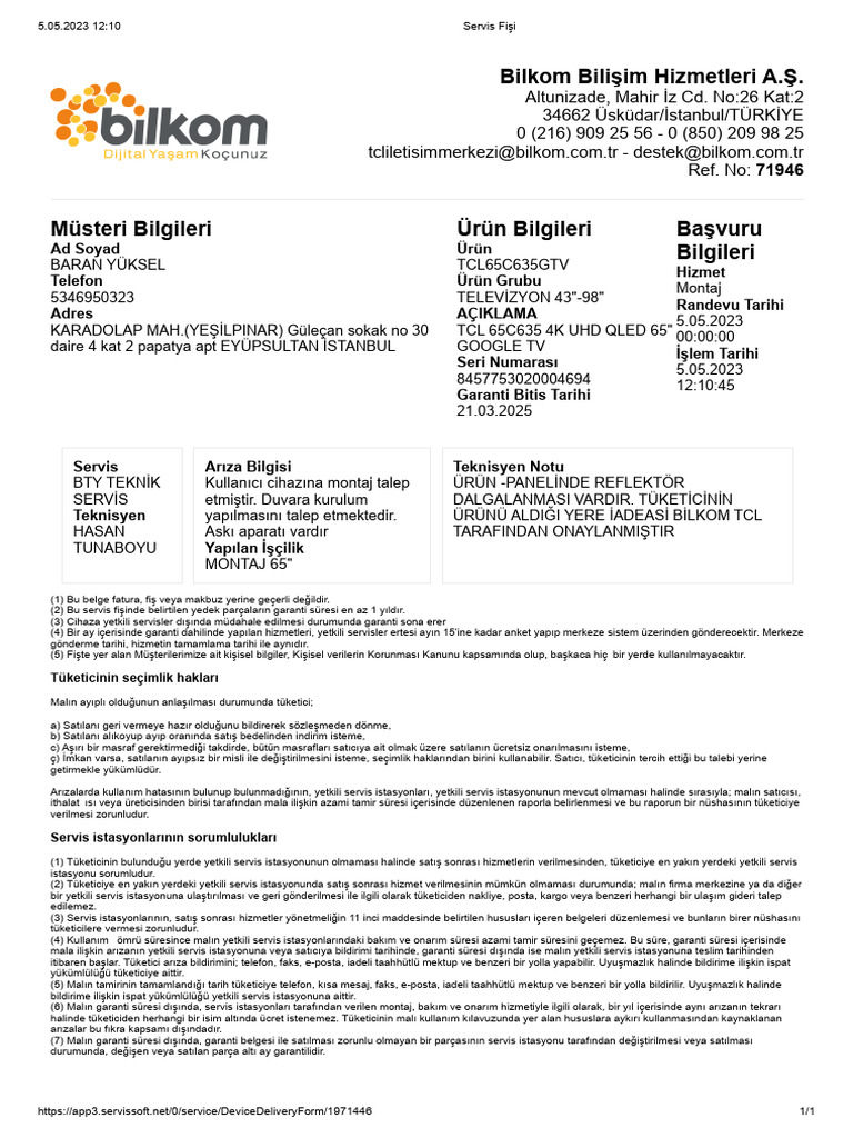 Bilkom Hatali Televizyonu Degistirmiyor 2 | PDF