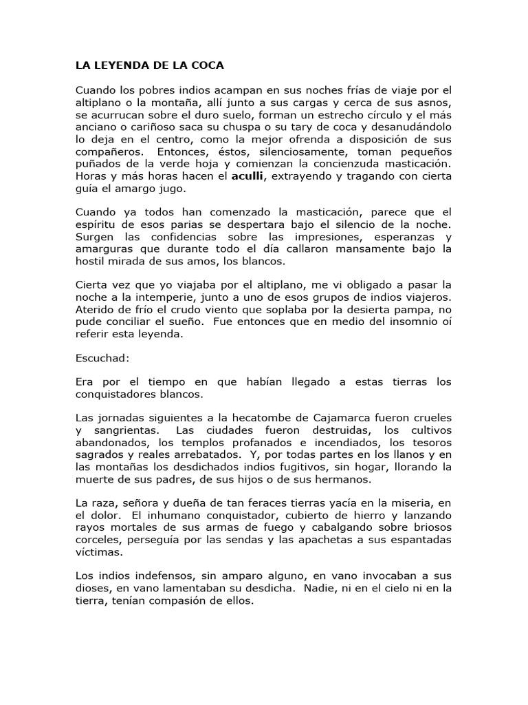 La Leyenda de La Coca | PDF | Imperio Inca