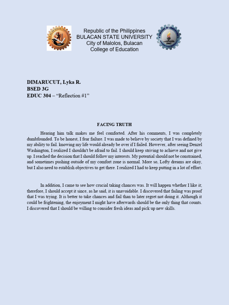 DIMARUCUT, Lyka - EDUC 304 - Reflection 1 | PDF