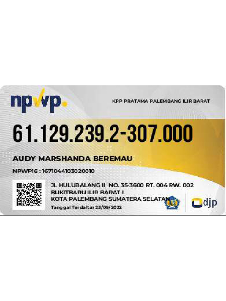 NPWP Audy | PDF