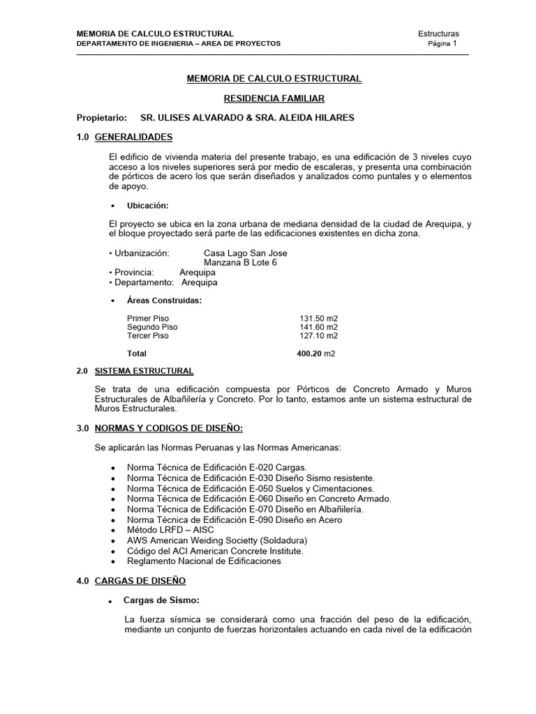 Mem Calculo | PDF | edificio | Ingeniería estructural
