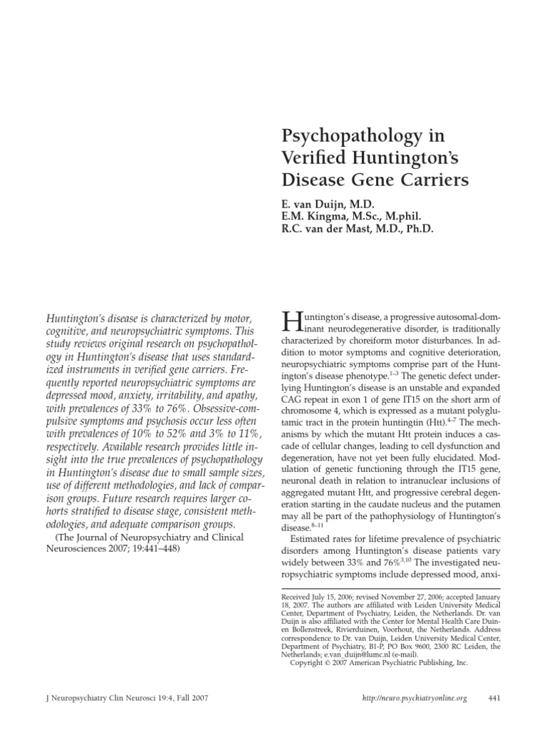 Vanduijn2007 Psychopathology | PDF | Mental Disorder | Mood Disorders