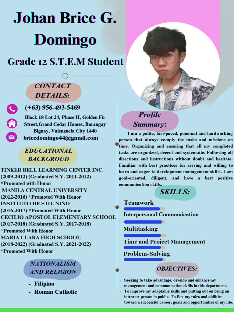 Resume Proposal For Work Immersion | PDF