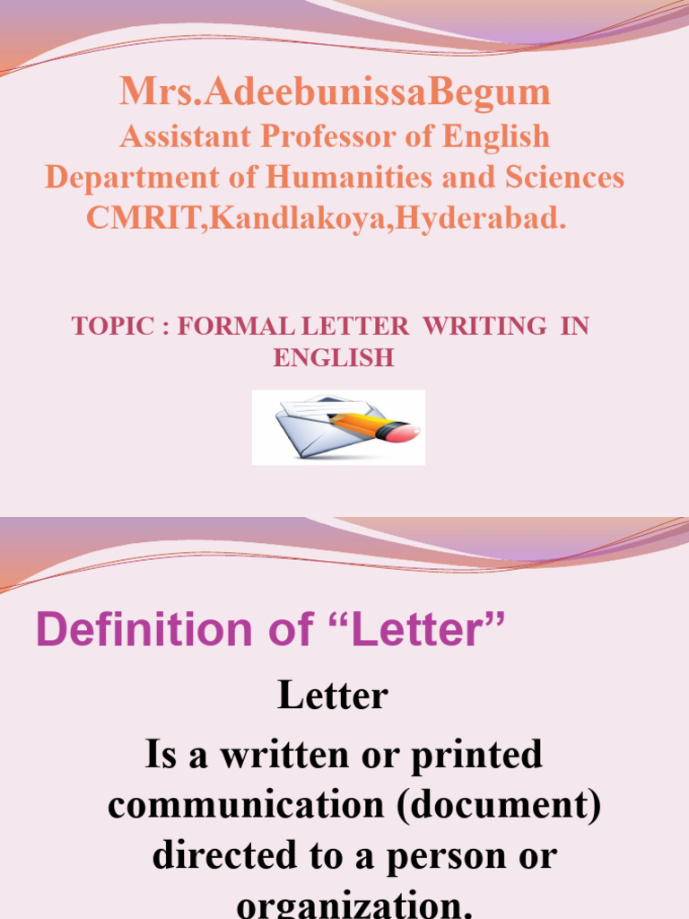 Letter | PDF | Madam | Communication