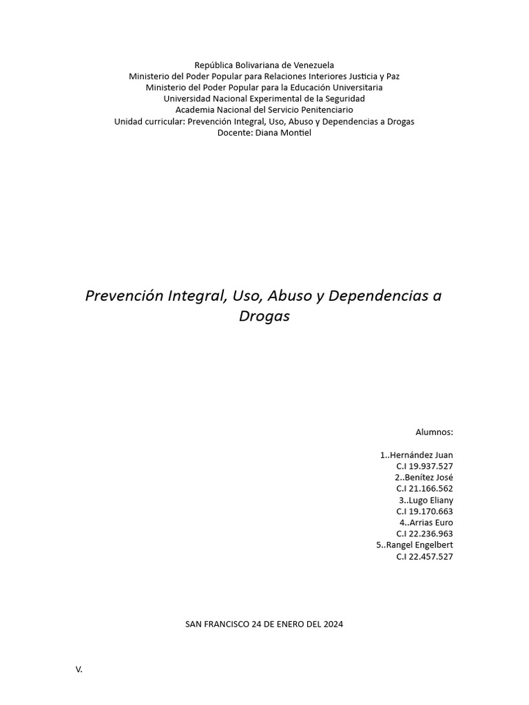 Prevención Integral, Uso, Abuso y Dependencias A Drogas | Descargar gratis PDF | Comercio ilegal ...