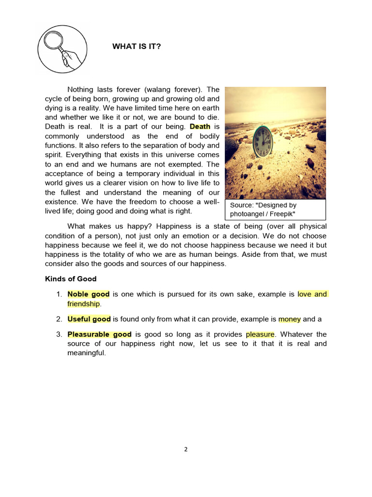 8 Human Person Towards Their Impending Death | PDF | Suffering | Happiness