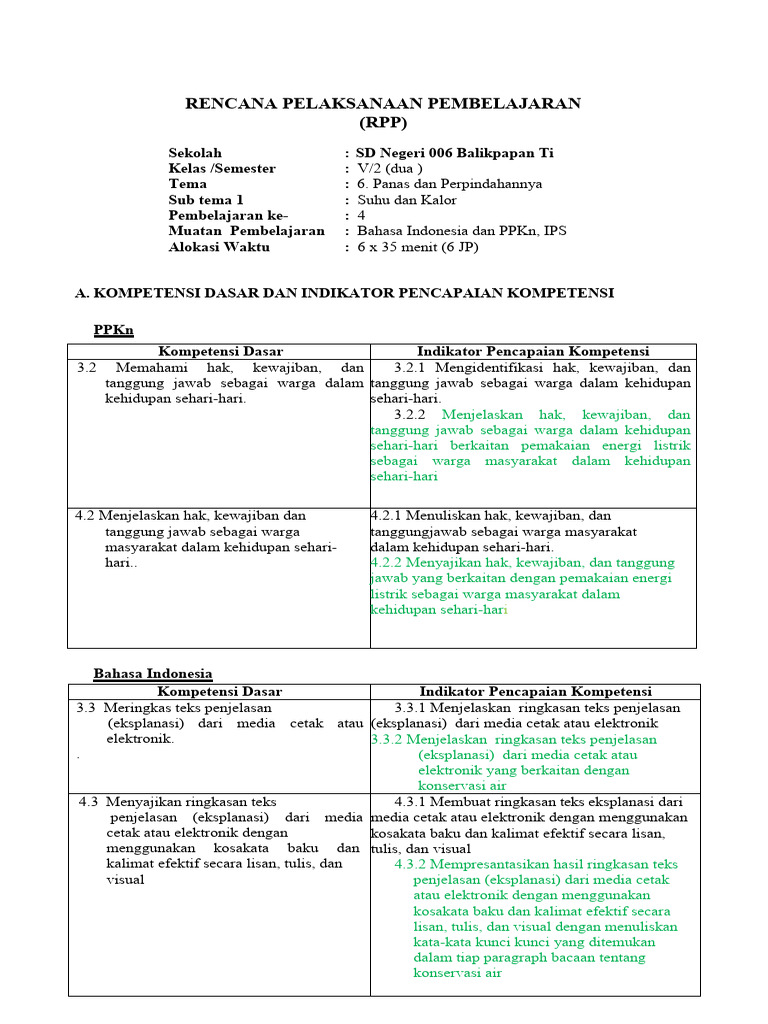 Rpp Kelas 5 Konservasi Air Pdf