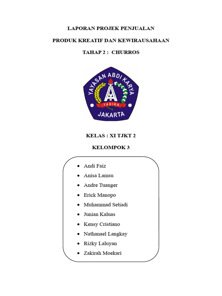 Laporan Penjualan Churros Kelas XI TJKT 2 | PDF