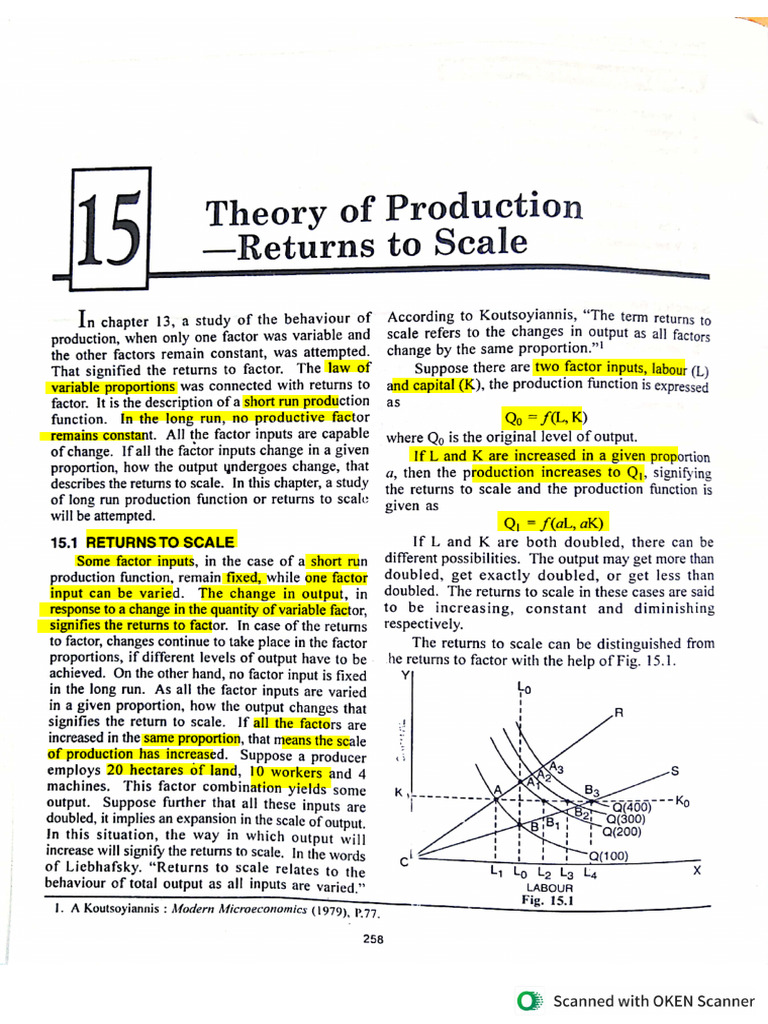 Theories of Production - Returns To Scale | PDF