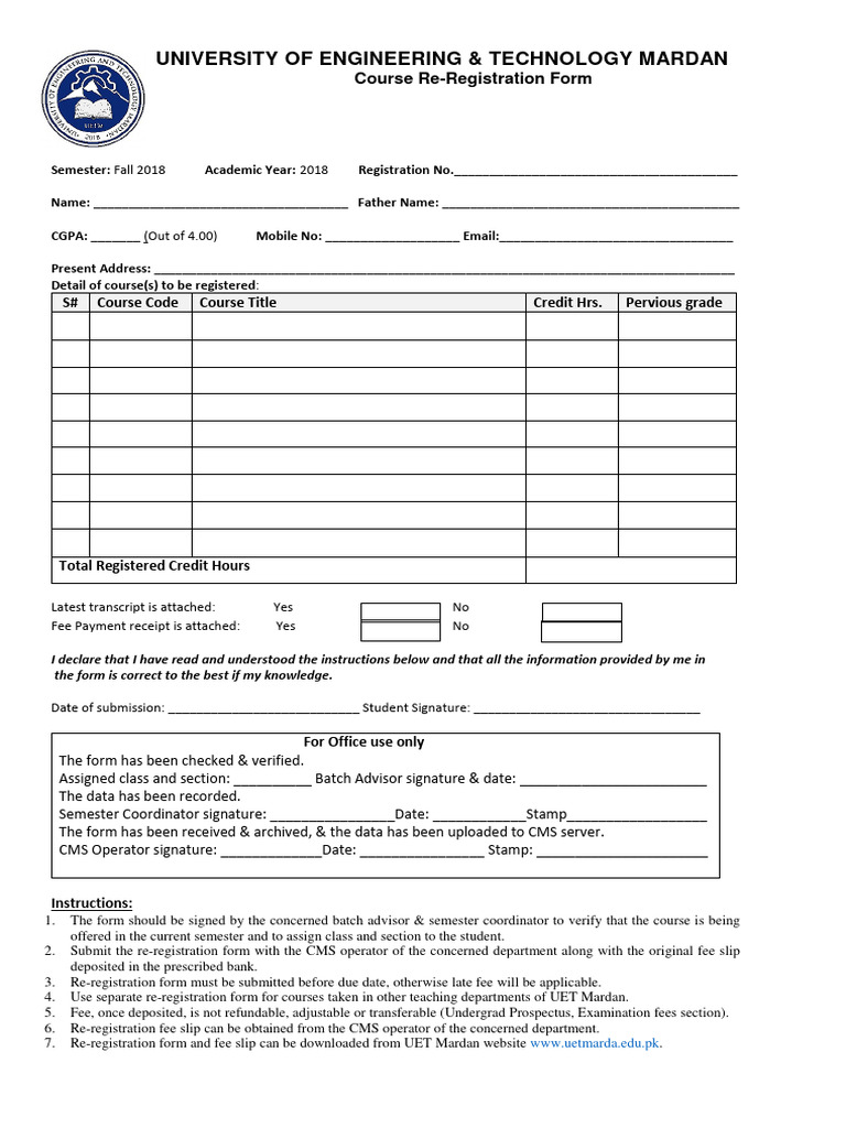 Re Registration Form | PDF